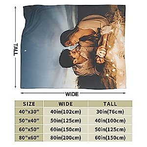 Custom Blanket with Photos Text, Personalized Blanket Customized Throw Blankets for Family Friend Father Mother Christmas Halloween Birthday Wedding Customized Gifts for Women Men 50"x40"