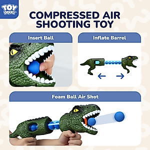 TOY Life Dinosaur Toddler Outdoor Toys for Kids 3 5 7, 2 Dinosaur Toy Guns for Boys with 36 Foam Balls, Kids Outside Toys, Dinosaur Shooting Party Games Gifts, Outdoor Activities Games for Kids