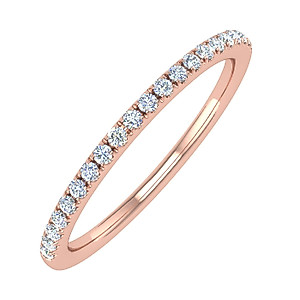 14K Rose Gold Half Eternity Diamond Wedding Band Ring for Women (0.15 Carat) (Ring Size 6)