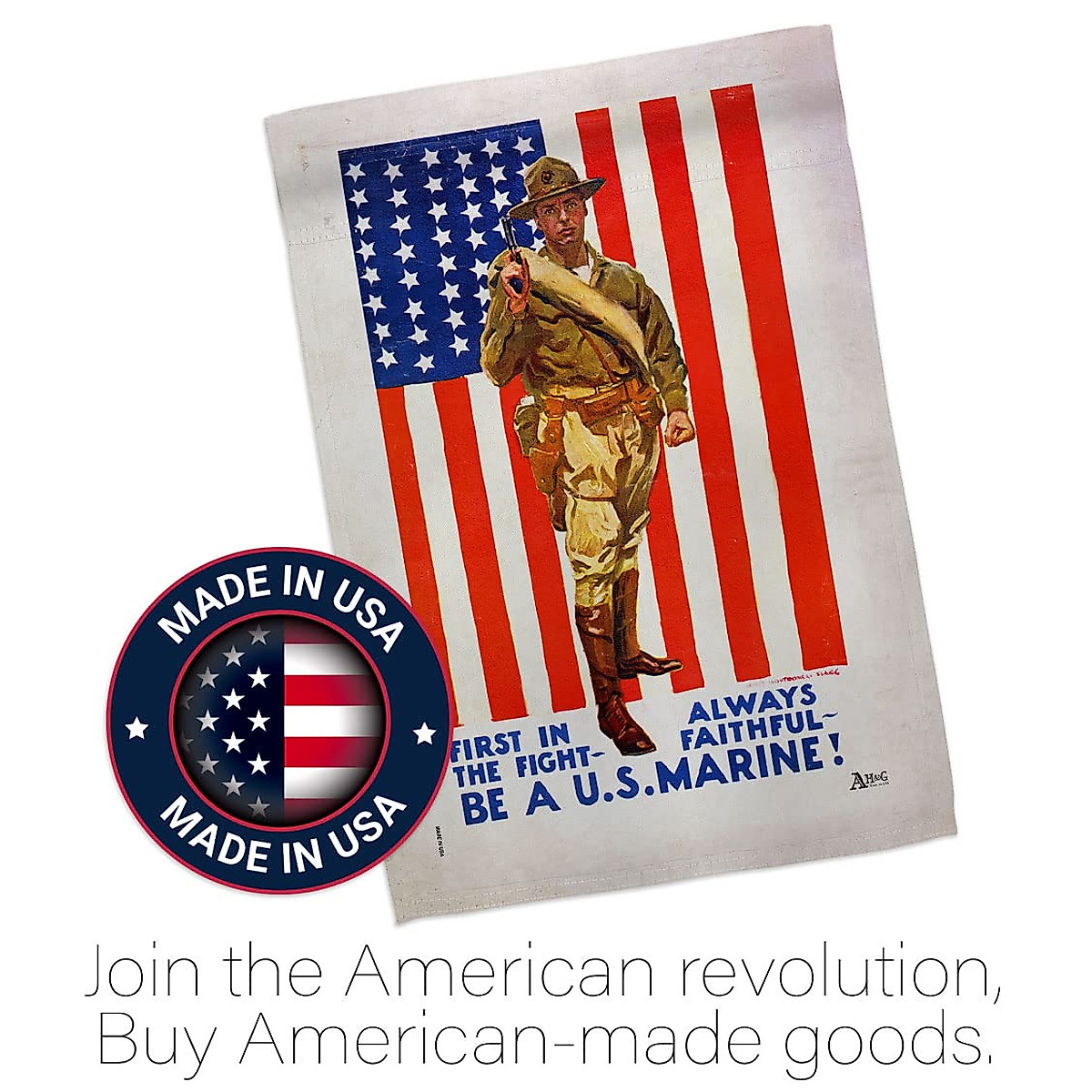 First in The Fight Garden Flag - Set Wall Hanger Armed Forces Marine Corps USMC Semper Fi United State American Military Veteran Retire - House Banner Small Yard Gift Double-Sided Made USA 13 X 18.5