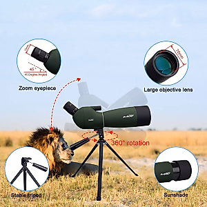 SVBONY SV28 Spotting Scopes with Tripod,Hunting,25-75x70,Angled,Waterproof,Range Shooting Scope,with Phone Adapter,Compact, for Target Shooting,Birding,Wildlife Viewing