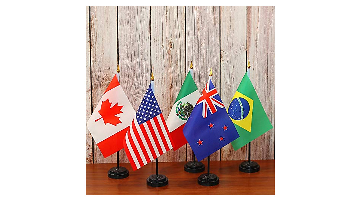 ANLEY 24 Countries Deluxe Desk Flags Set - Mini Flags