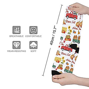Farmhouse Truck Pumpkin Sunflower The Autumn Socks for Women Socks for Men Crew Socks for Boys Mid Socks for Girls Stocking Stuffers for Teens Casual Athletic Sport Dress Socks