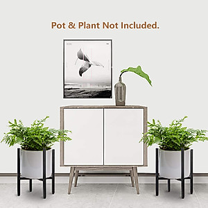 YueTong 2 Pack Metal Plant Stand Indoor with Adjustable Width Fits 8 to 12 Inch Pots,Mid-Century Flower Holder for Corner Display-Black(Planter and Pot Not Included).