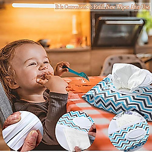 FEBSNOW 4 Pack Baby Wipe Dispenser,Portable Refillable Wipe Holder,Baby Wipes Container,Wipe Dispenser, Reusable Travel Wet Wipe Pouch(Geometric)