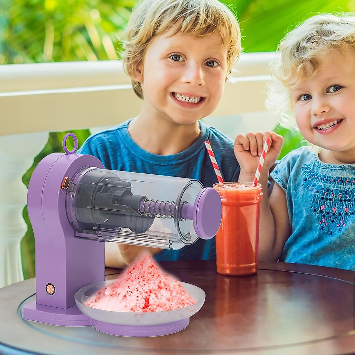 FAXIOAWA Portable Ice Crusher and Shaved Ice Machine with 2 Ice Cube Molds, Premium Electric Ice Shaver and Snow Cone Machine, USB Rechargeable Commercial Ice Shaver Crusher