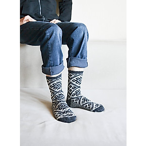 Hand knit socks for men 100% Wool men Warm Woolen Knitted size 9-12.L