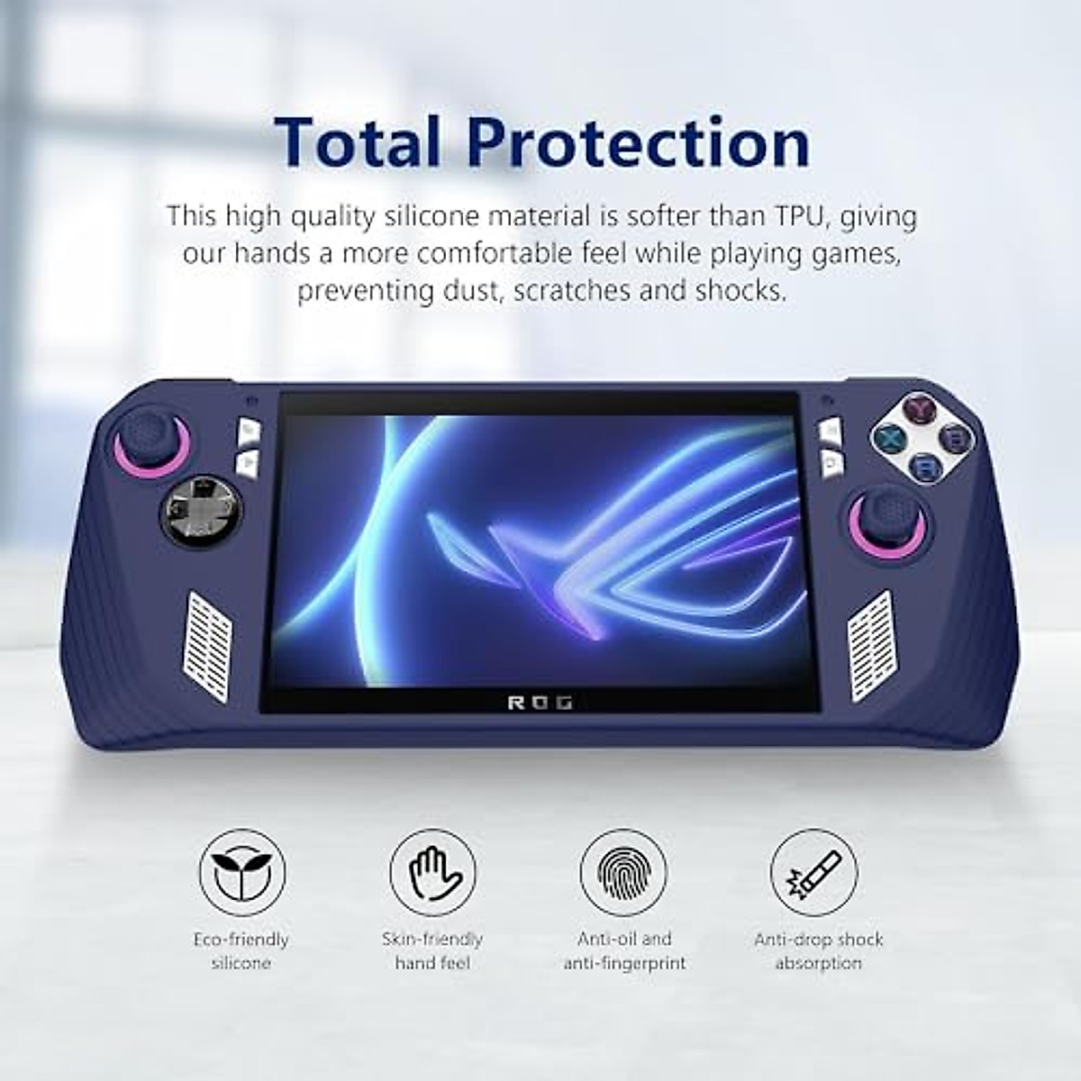 ASUS ROG Ally Silicone Protective Case - Anti Slip, Anti Finger Print, Enhanced Grip Control - Navy