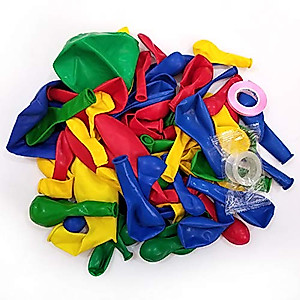 FUNPRT Toy Balloon Garland - Blue Green Red Yellow Latex Balloons for MariaoThemeParty Birthday Circus Party Supplies