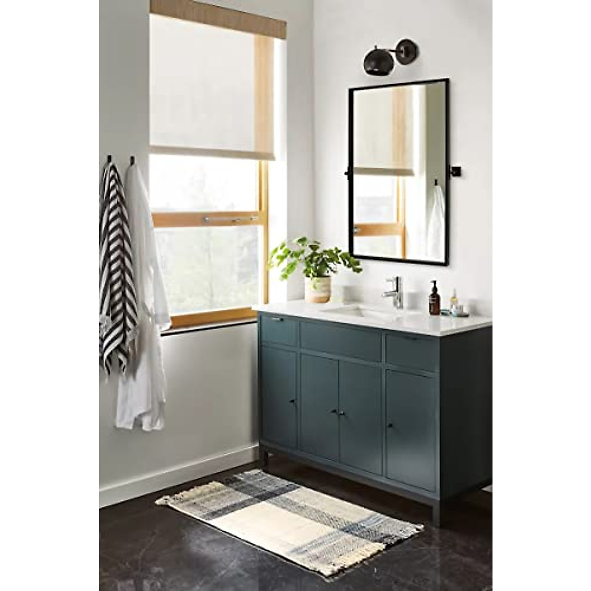 ANDY STAR Black Pivot Mirror, Rectangle Pivoting Mirror 24x36” Tilt Mirror Rectangular Pivot Mirror 1” Deep Set Design, Modern Farmhouse Tilting Mirror for Wall Hangs Vertical(Overall 27.75" x 36")