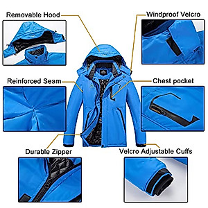 INVACHI Men's Mountain Waterproof Ski Coat Windproof Rain Jacket Winter Warm Hooded Coat