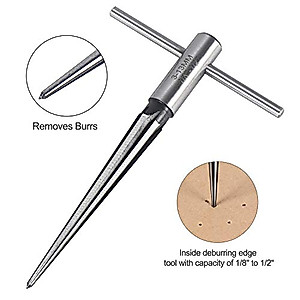 QXUJI 2PCS T Handle Reamer, Bridge Pin Reamer, 1/8"-1/2" (3.18mm-12.7mm) Tapered/Fluted Chamfer Reaming for Wood Latches, Woodworker, Repairman Maintenance, Cutting Tool