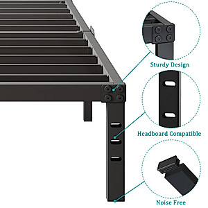 Kydins Cal King Bed Frame with Headboard Holes Storage Heavy Duty Platform Metal Bed Frames Durable Strong Mattress Foundation for 3500 lbs No Noise No Box Spring Needed 14 Inch