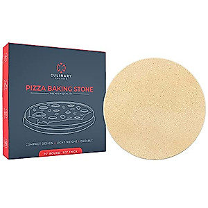 Culinary Couture 15" Round Pizza Stone for Oven and Grill - Cordierite Pizza Stone for Bread, Calzone, Cookies - Oven and Grill Pizza Stone for Outdoor Grill, Stone Pizza Pan for Oven