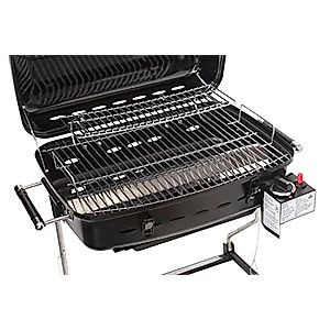 Flame King RV Or Trailer Mounted BBQ - Motorhome Gas Grill - 214 Sq Inch Cooking Surface - Adjustable Flame Controller & 48 Inch Quick Connect Hose