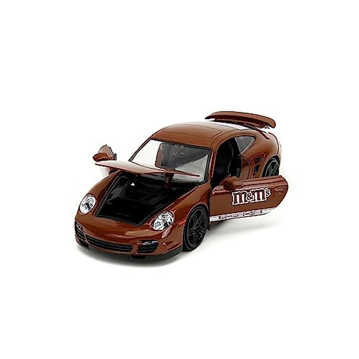 M&M's 1:24 Porsche 911 Turbo Die-Cast Car & 2.75" Brown Figure, Toys for Kids and Adults