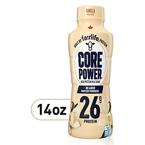 Fairlife Core Power 26g Protein Milk Shakes, Vanilla, Made with Canadian Milk, 414mL/14 fl. oz. (Pack of 12) Shipped from Canada