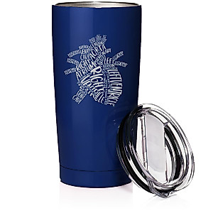 Smooth Body Tumbler Stainless Steel Vacuum Insulated Travel Mug Cup Gift Heart Anatomy Anatomical Heart Cardiology Cardiologist Medical Student (Blue, 20 oz)