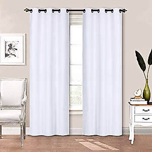 Home Collection 2 Panels 100% Blackout Curtain Set Solid Color with Rod Pocket Grommet Drapes for Kitchen, Dinning Room, Bathroom, Bedroom,Living Room Window New (74” Wide X 83” Long, White)