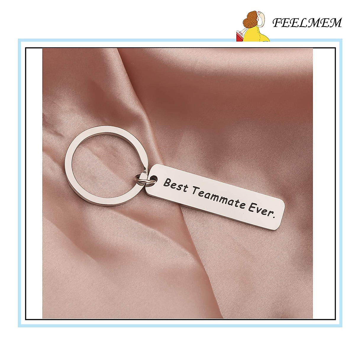 FEELMEM Teammate Gift Team Player Gift Sports Gifts Best Teammate Ever Keychain Football Basketball Baseball Swimming Soccer Team Gift Teammate Keyring Gift (silver)