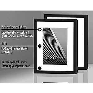 Americanflat 6x8 Picture Frame in Black - Set of 2 - Thin Border 4x6 Frame with Mat and 6x8 Frame Without Mat - Horizontal and Vertical Formats for Wall and Tabletop