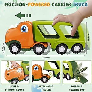Nicmore Dinosaur Truck Toddler Toys Car: Toys for 2 3 4 Year Old Boy 5 in 1 Carrier Transport Toys for Kids Age 2-3 2-4 | 18 Months 2 Year Old Boy Girl Birthday Gifts