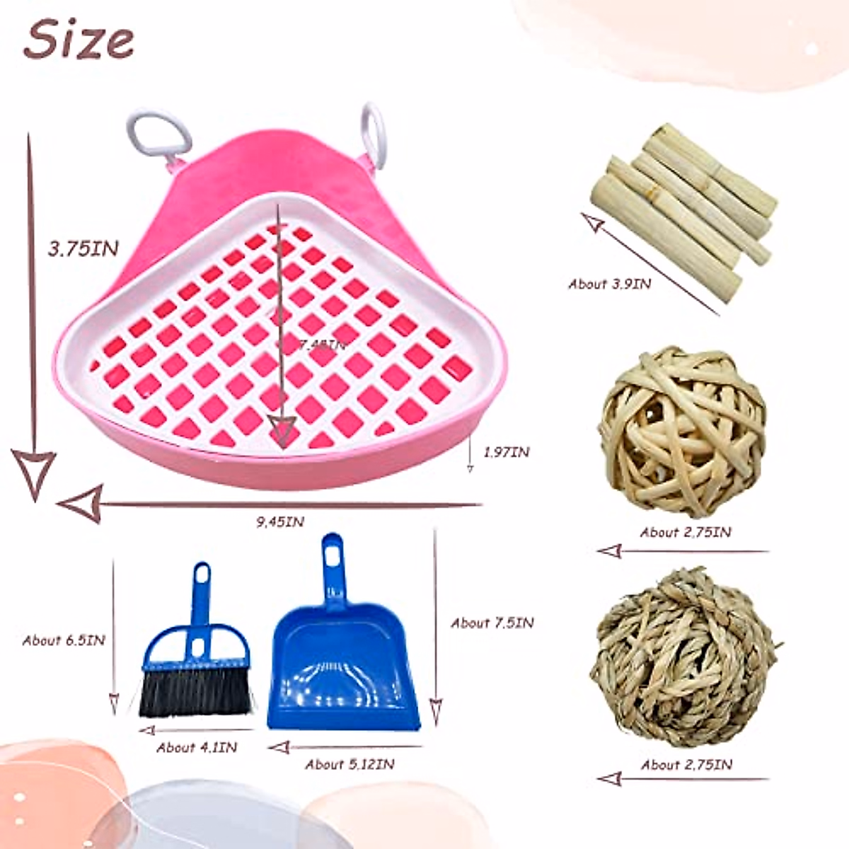 Rabbit Triangle Potty Trainer Corner Small Animal Toilet Litter Box Pet Bedding Pee Pan Tray Toilet for Hamster Chinchilla Guinea Pig Bunny Ferret(Pink)