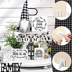 11 Pieces Farmhouse Tiered Tray Decor Rustic Home Farmhouse Items Signs Set Tiered Tray Decor Items Home Sweet Home Decor Wooden Home Decor and Gnomes Plush Window Frames Decor for Kitchen Table