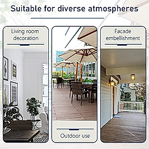 FDW with Umbrella Hole Outdoor Dining Round Tempered Glass All Weather Outside Clearance Patio Table for Yard Bistro Lawn Balcony, Black