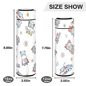 CaTaKu Hero Animals Fox Water Bottle Insulated 16 oz Stainless Steel Flask Thermos Bottle for Coffee Water Drink Reusable Wide Mouth Vacuum Travel Mug Cup