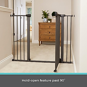 Toddleroo by North States Riverstone Extra Tall & Wide Self-Closing Baby Gate with Door. Pressure Mounted Baby Gates for Doorways, Child Gate Fits Openings 29.75” to 52” Wide. (36" Tall, Graphite)