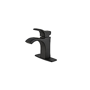 Pfister Venturi Bathroom Sink Faucet, Single Handle, Single Hole or 3-Hole, Matte Black Finish, LF042VNBB