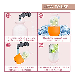 Ice Roller for Face and Eye, Face ice mold - Silicone Ice Mold for Face - Cold Facial Massage Roller Skin Care Tools for Eye Puffiness Relief, Brighten Lubricate Shrink Pores (Orange)