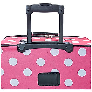 Rockland Vara Softside 3-Piece Upright Luggage Set, Expandable,Lightweight,Telescopic Handle,Wheel, Pink Dots, 20 inches,22 inches,28 inches
