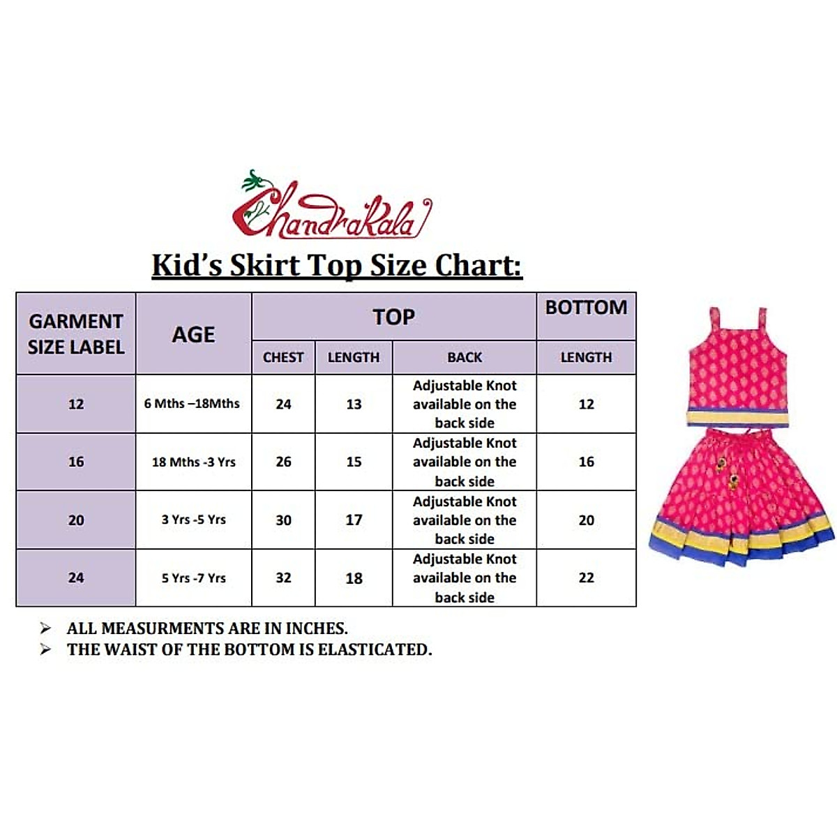 Chandrakala Kids Holi Special Eid Gifts, Lehenga Choli Set for Girls, Pink,5-7 Years (KL102MAG4)