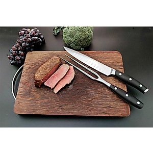 Carving Knife and Fork Set - with 8" Carving Knife &8" Straight Metal Fork Triple-Rivet German Steel Forged Kitchen Carving Set, Professional Meat Carving Knife Gourmet BBQ Tool Set