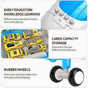 TEMI Mist Spay Storage Transport Plane Cargo with 6 Free Wheel Diecast Construction Vehicles and Playmat, Kids Toy Jet Aircraft with Lights & Sounds for 3 4 5 6 Years Old Boys and Girls