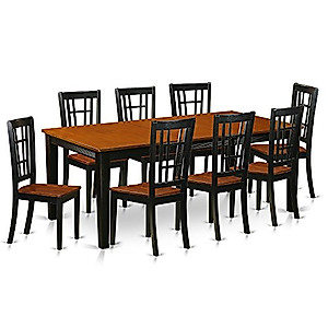 EAST WEST FURNITURE 9 PC Dining room set-Dining Table with 8 Wooden Dining Chairs
