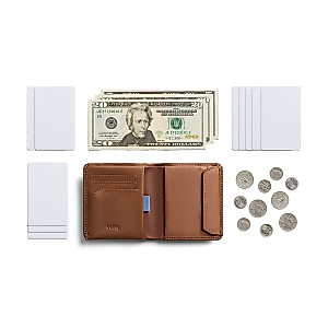 Bellroy Coin Wallet (Slim Coin Wallet, Bifold Leather Design, Holds 4-8 Cards, Magnetic Closure Coin Pouch) - Hazelnut
