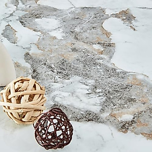 JBFF 40" Modern Minimalist Glass Dining Table for 2-4, 0.3" Thick White Circular Imitation Marble Pattern Tabletop with 4 Black Metal Legs, Suitable for Dining Living Room Restaurant