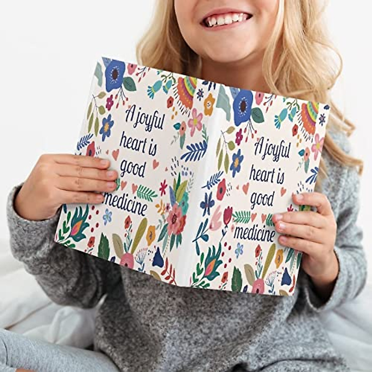 Tongluoye Colorful Flowers Book Protector Pouch for Girls Trendy Best Wishes Pattern Book Sleeve with Humanize Design Keep Your Textbooks in Great Shape Perfect Book Covers for Most Books Gifts