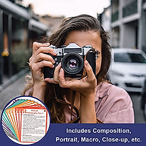Photography Accessories DSLR Cheat Sheet Cards for Canon, Nikon, Sony, Camera Accessories Quick Reference Cards Photography Guides & Tips: Settings, Exposure, Modes, Composition, Lighting etc 4×3 inch