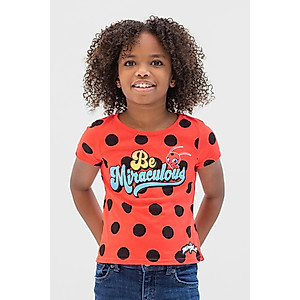 Miraculous Ladybug Little Girls 2 Pack T-Shirts Polka Dots Black/Red 5
