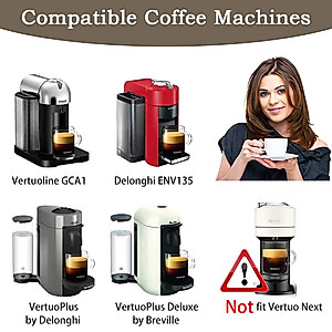 5pcs Reusable Coffee Pods for Nespresso VertuoLine, Refillable Coffee Capsules for Vertuo, Refill Coffee Pod for Nespresso Machine with 5pcs Aluminum Foil Lids (5pcs Black (230 ml))