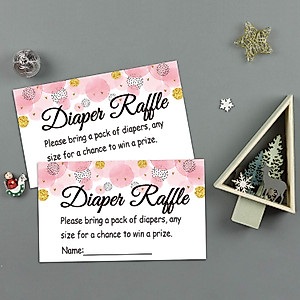 50 Pink Wave Point Diaper Raffle Tickets for Baby Shower Invitation Inserts, Baby Shower Game Cards.