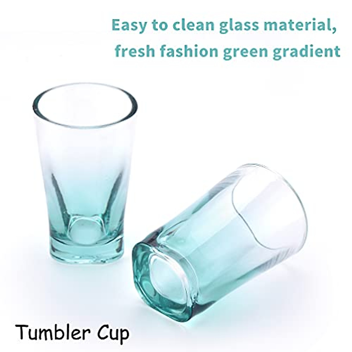 Rzoeox Bathroom Accessory Set, Lead-Free Glass 5-Piece Bath Ensemble Gift Includes Soap Dispenser,Toothbrush Holder, Tumbler, Soap Dish for Home, Office, Superior Hotel, Gradient Lake Green