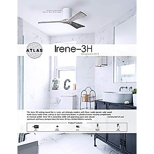 Matthews IR3H-BW-MWH-60 Irene Indoor/Outdoor Damp Location 60" Hugger with Remote & Wall Control, 3 Solid Wood Blades, Barnwood