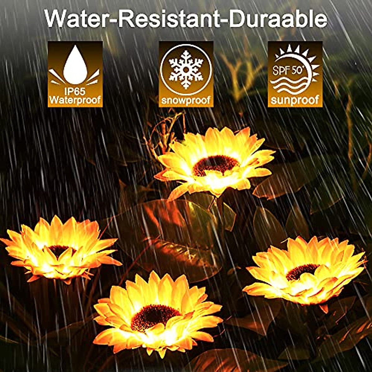 AHNNER Sunflower Solar Lights Outdoor Garden Decorative, 26'' Fall Solar Garden Lights, Solar Flower Lights IP65 Waterproof for Yard Patio Porch Backyard (2 Pack)