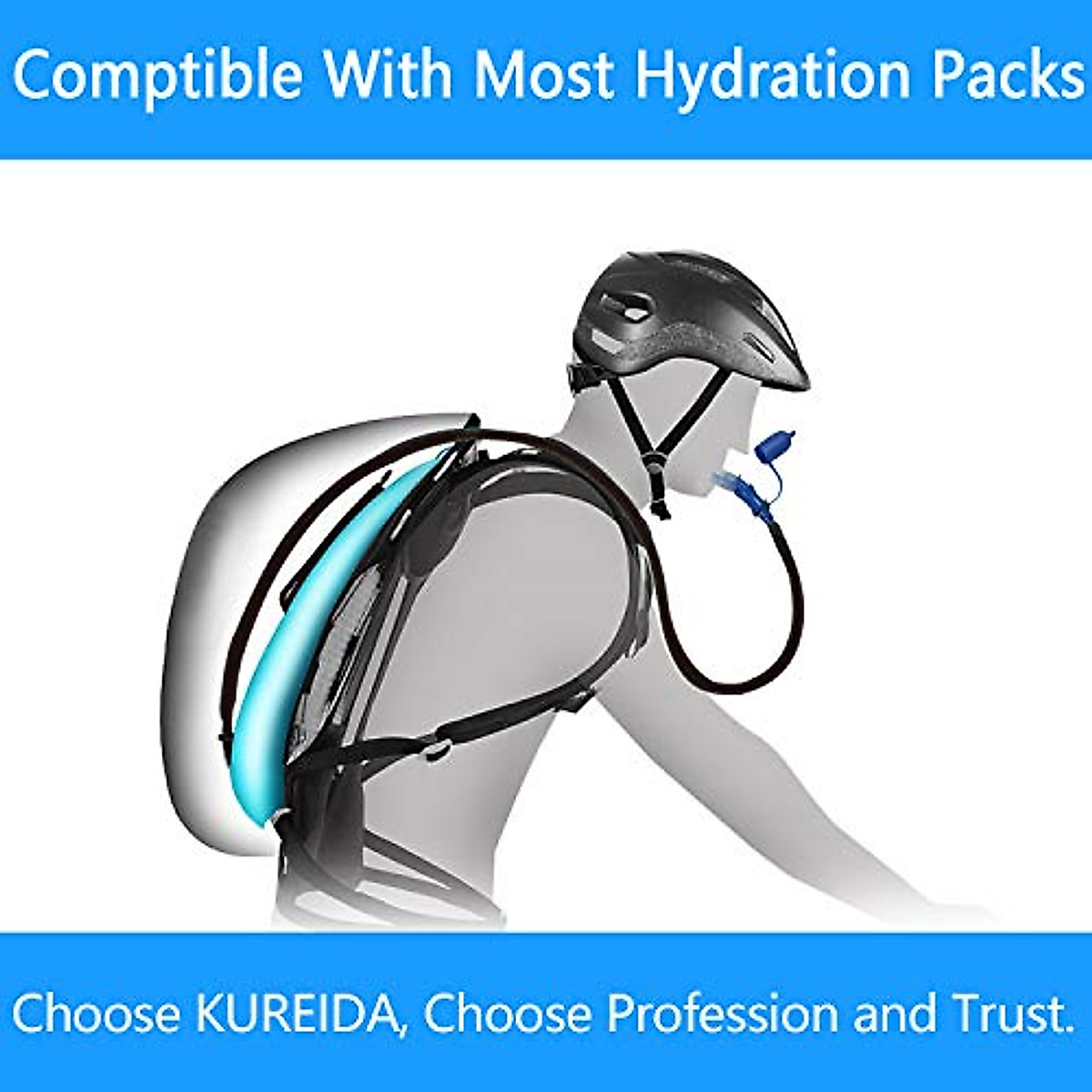 KUREIDA Hydration Bladder 2 Liter Leak Proof Water Reservoir,BPA Free,Wide Opening,Military Water Bladder Combined with Hydration Backpacks for Biking Hiking Running Camping Climbing.Blue