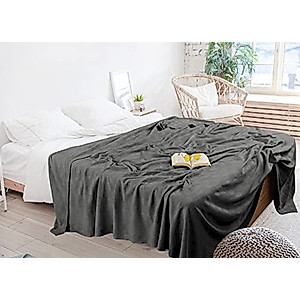 Utopia Bedding 100% Cotton Blanket (Queen Size - 90x90 Inches) 350GSM Lightweight Thermal Blanket, Soft Breathable Blanket for All Seasons (Smoke Gray)
